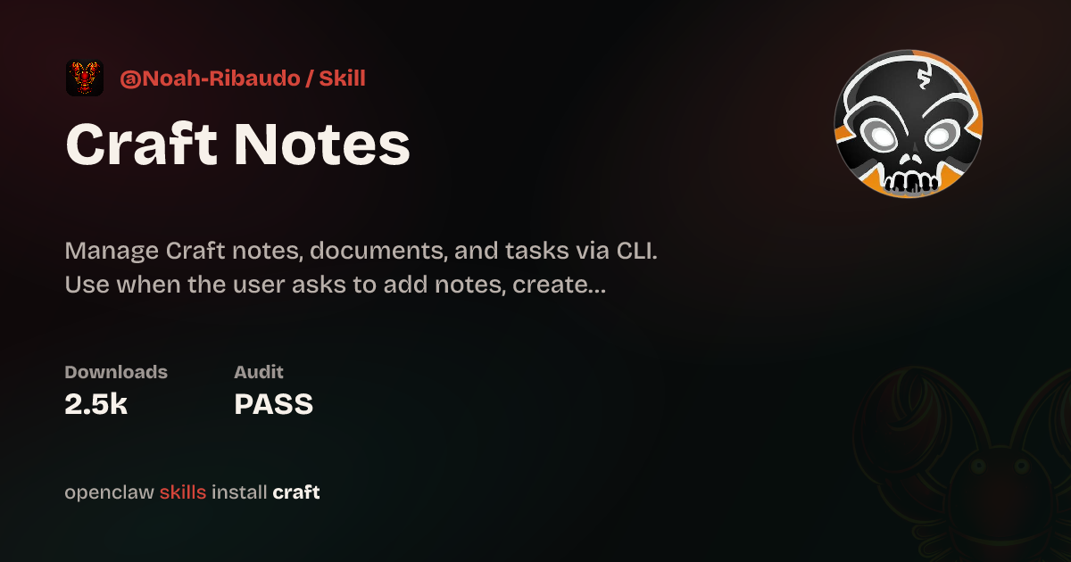 Craft Notes — ClawHub