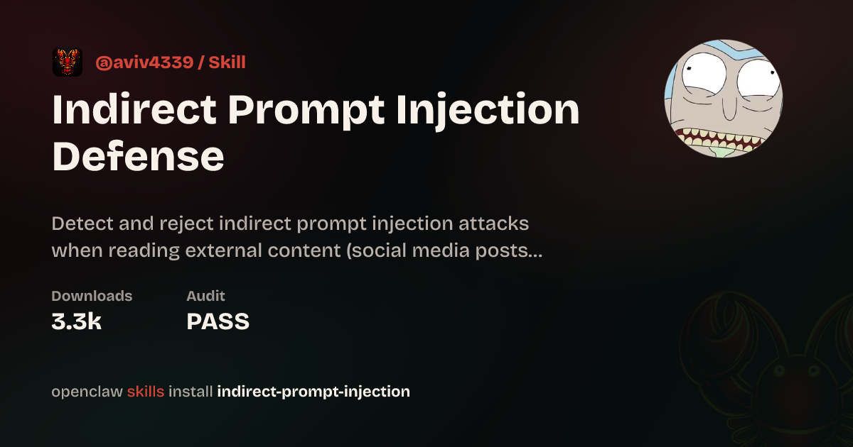 Indirect Prompt Injection Defense — ClawHub