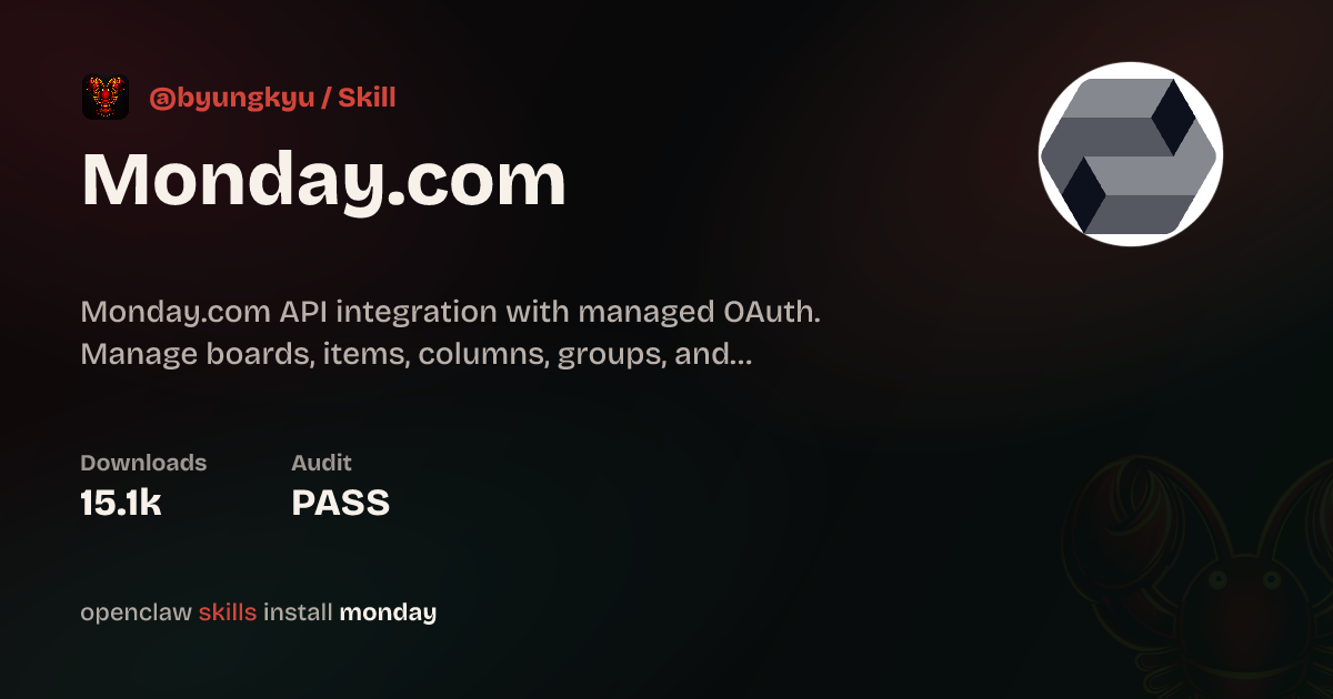 Monday.com — ClawHub