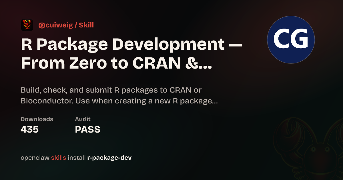 R Package Development — From Zero to CRAN & Bioconductor — ClawHub