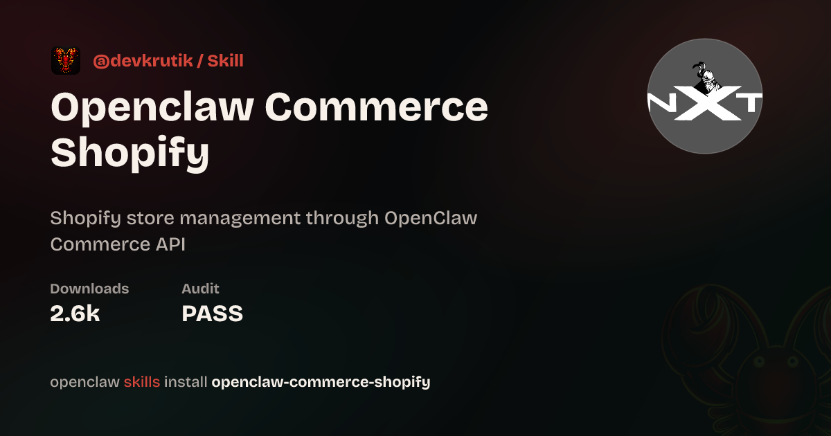 ClawScan security · Openclaw Commerce Shopify — ClawHub