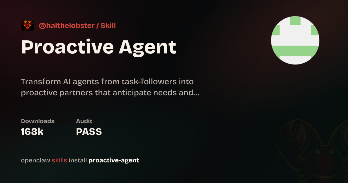 Proactive Agent — ClawHub