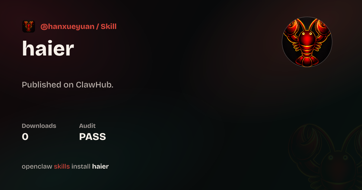Haier — ClawHub