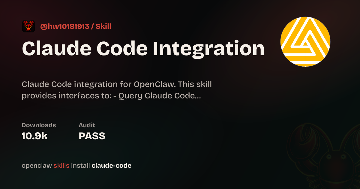 Claude Code Integration — ClawHub