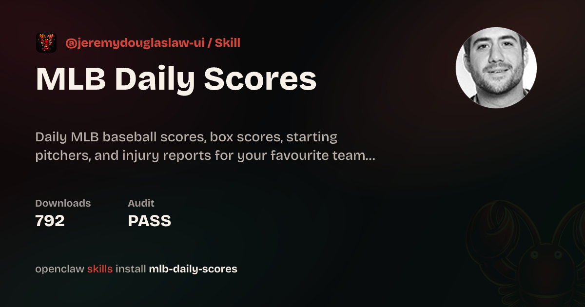 MLB Daily Scores — ClawHub