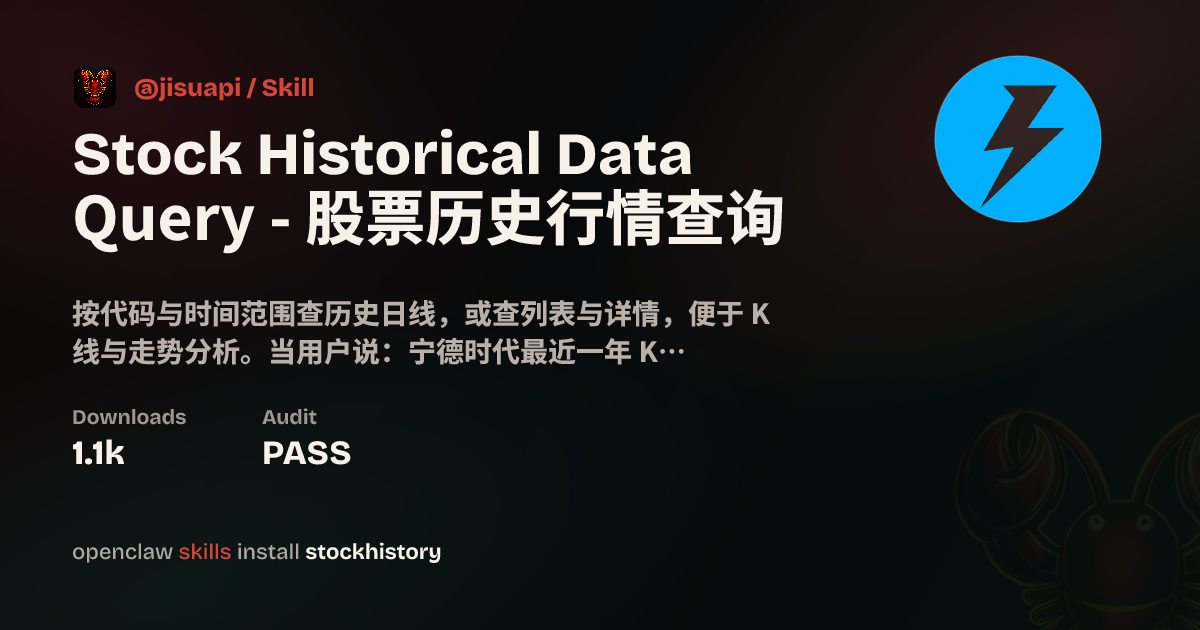 Stock Historical Data Query - 股票历史行情查询 — ClawHub