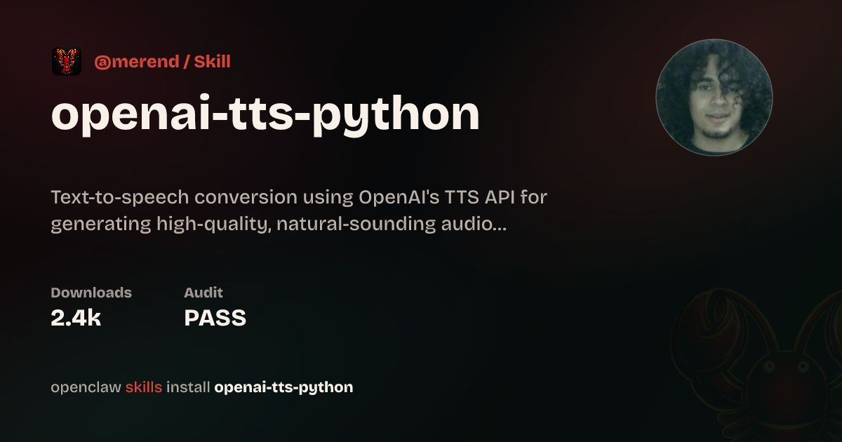 openai-tts-python — ClawHub