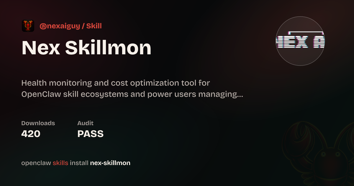 Nex Skillmon — ClawHub