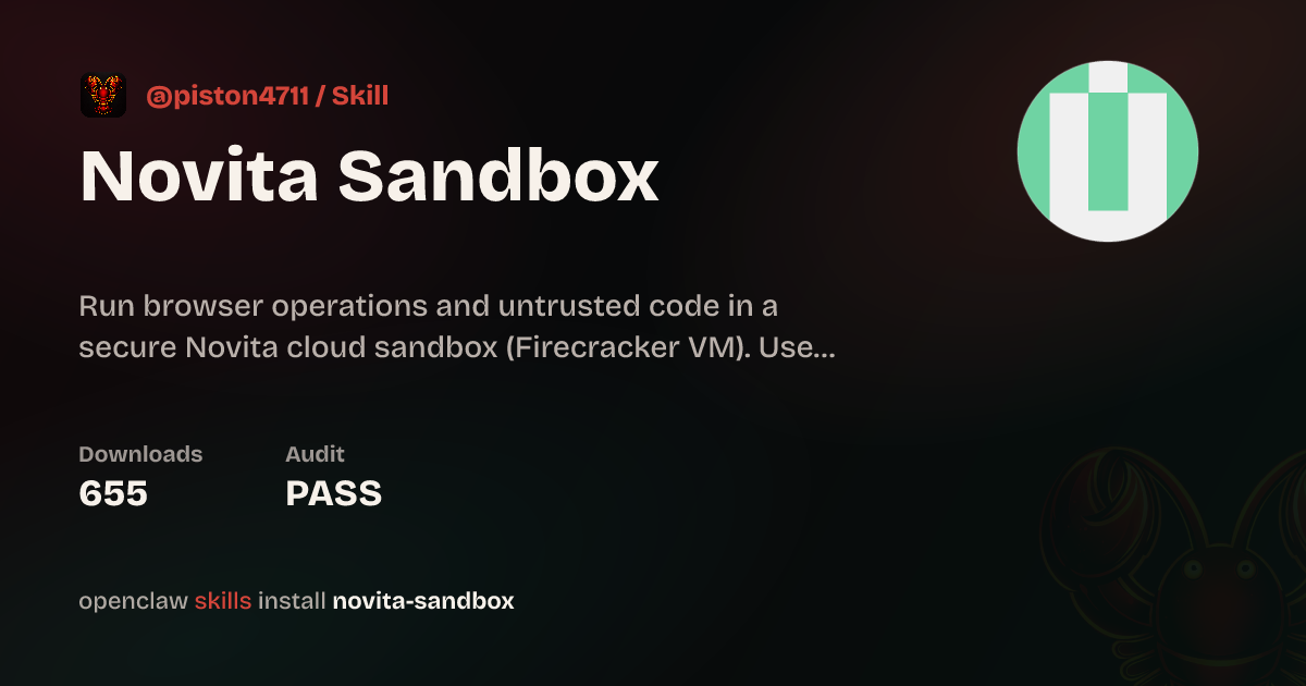 Novita Sandbox — ClawHub