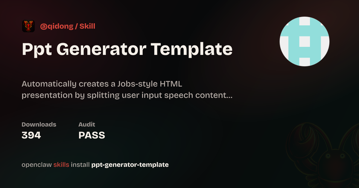 Ppt Generator Template — ClawHub
