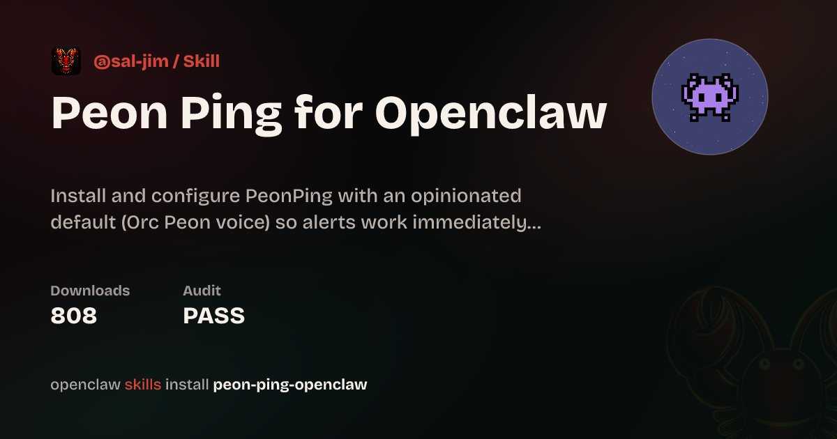 Peon Ping for Openclaw — ClawHub