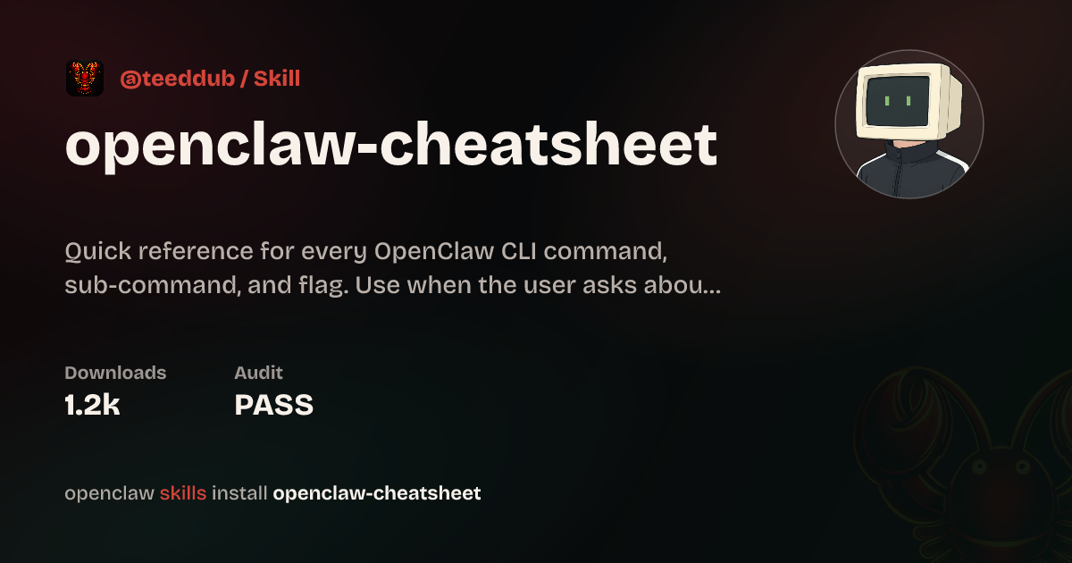 openclaw-cheatsheet — ClawHub