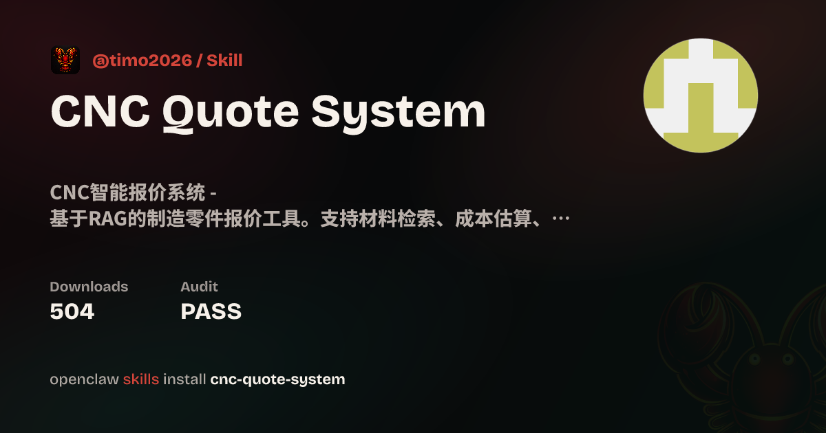 CNC Quote System — ClawHub