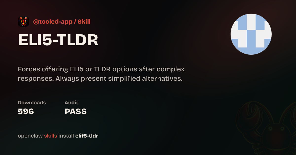 ELI5-TLDR — ClawHub
