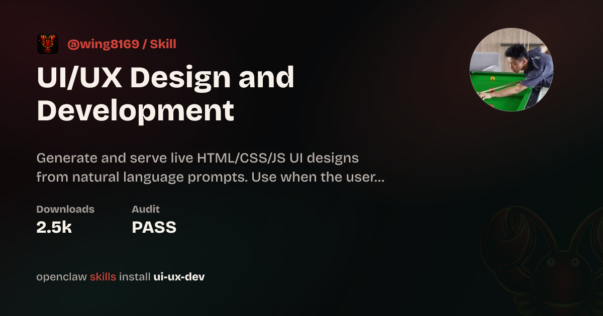 UI/UX Design and Development — ClawHub