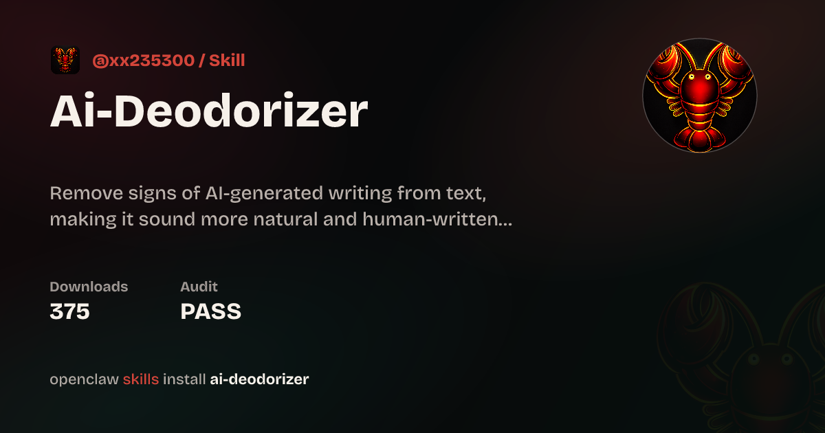 Ai-Deodorizer — ClawHub