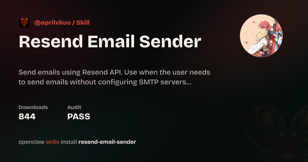 Resend Email Sender — ClawHub