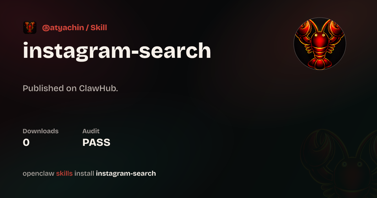 Instagram Search — ClawHub