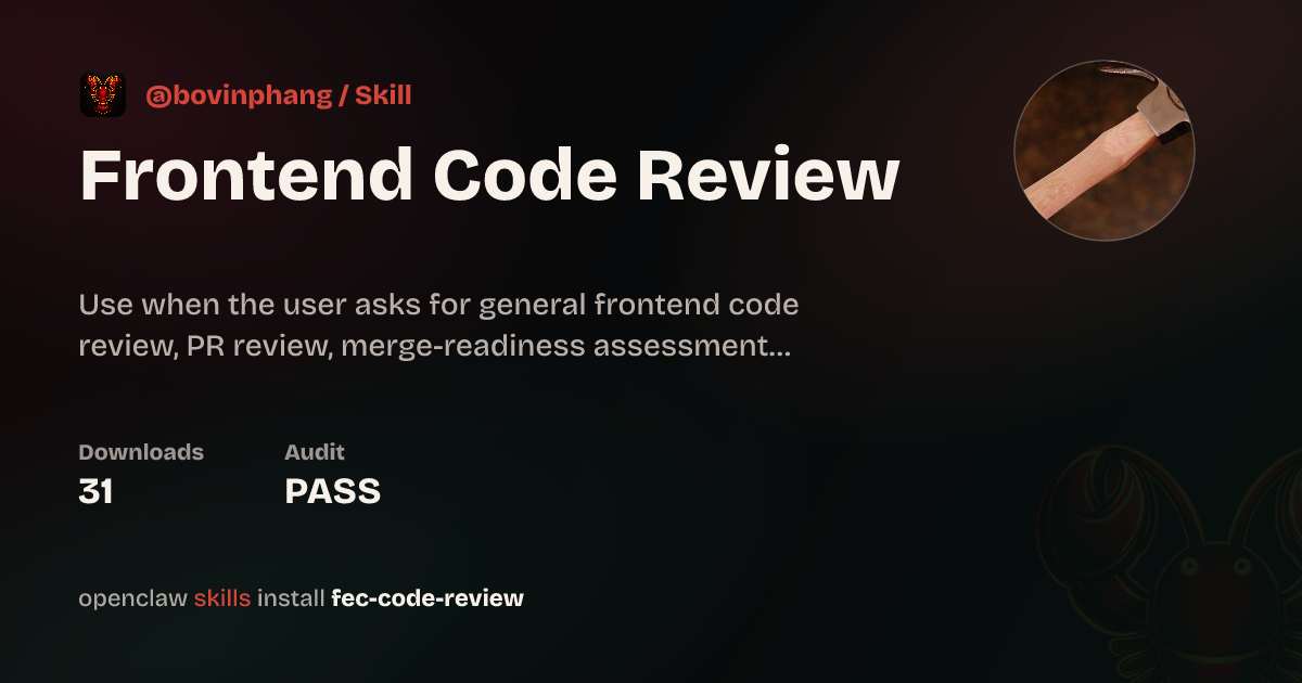 Frontend Code Review — ClawHub