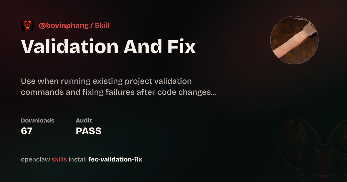 Validation And Fix — ClawHub