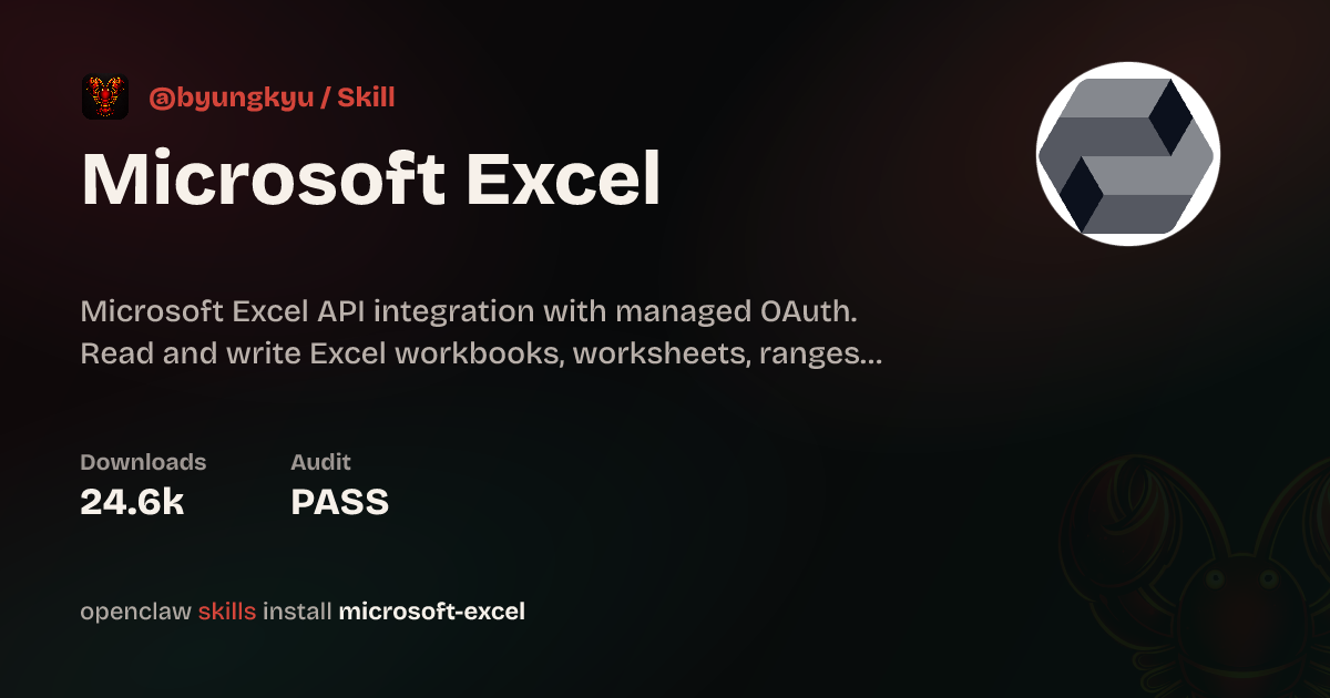 Microsoft Excel — ClawHub