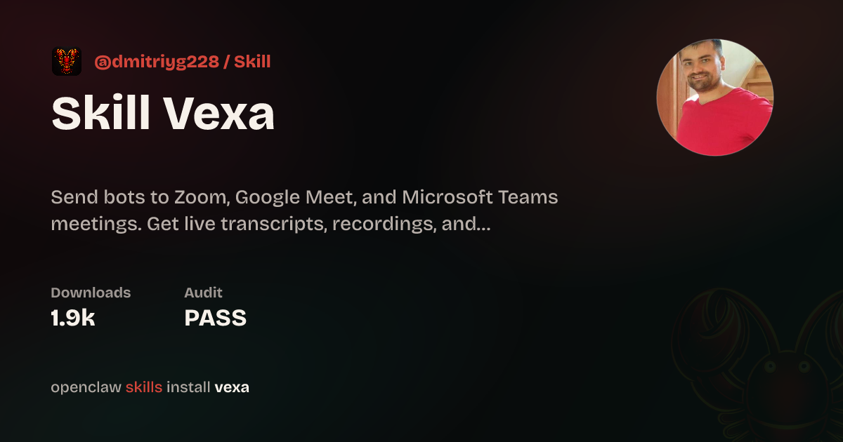 Skill Vexa — ClawHub