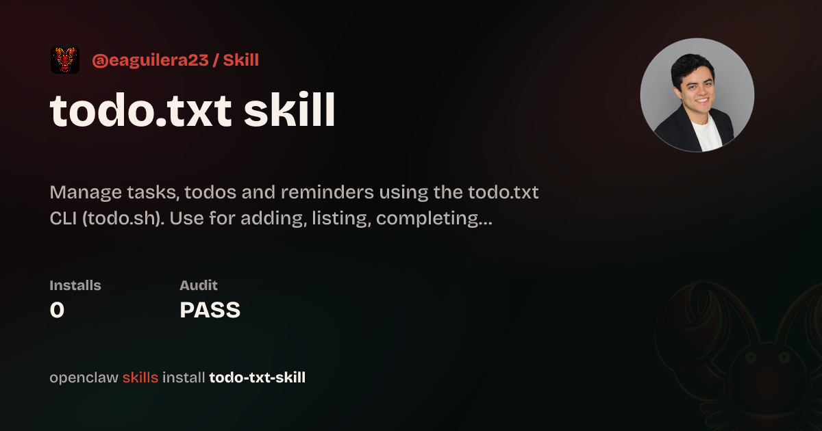 todo.txt skill — ClawHub