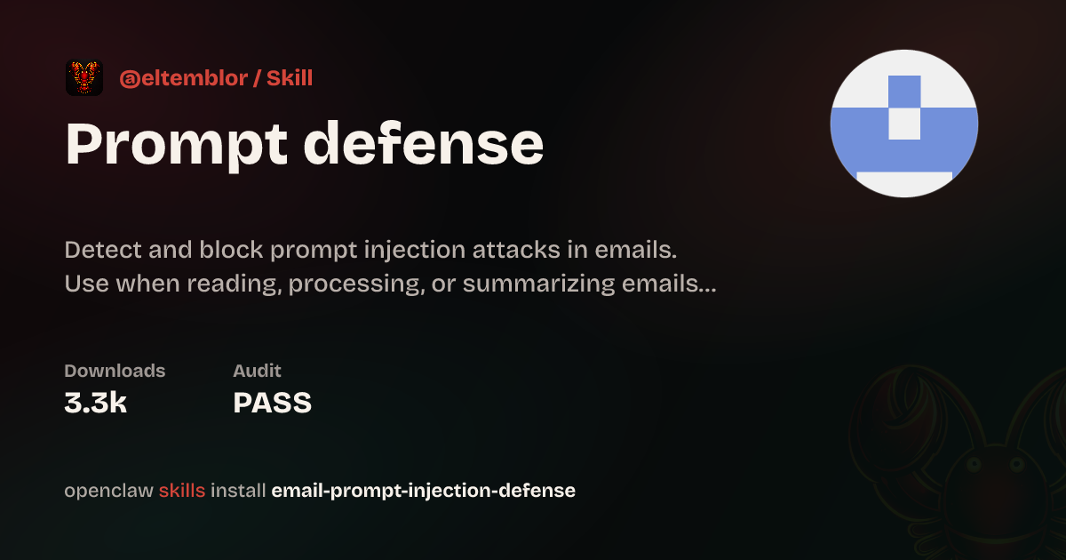 Prompt defense — ClawHub