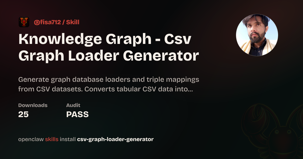 Knowledge Graph - Csv Graph Loader Generator — ClawHub