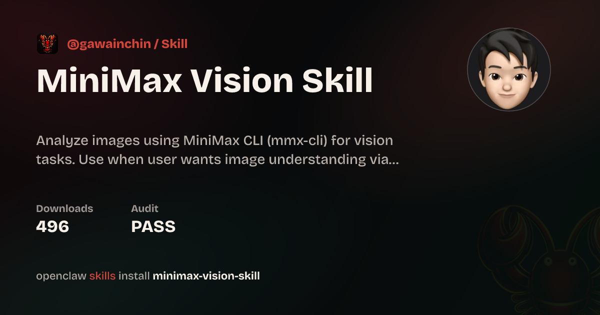 MiniMax Vision Skill — ClawHub