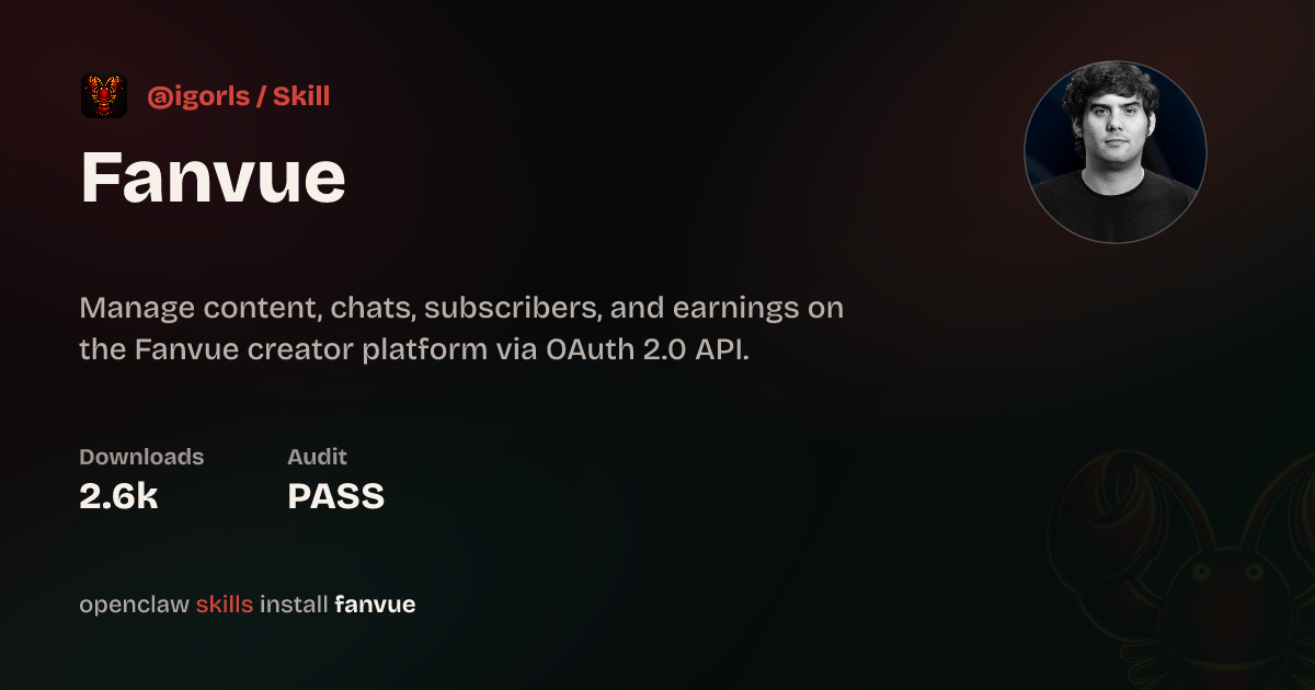 Fanvue — ClawHub