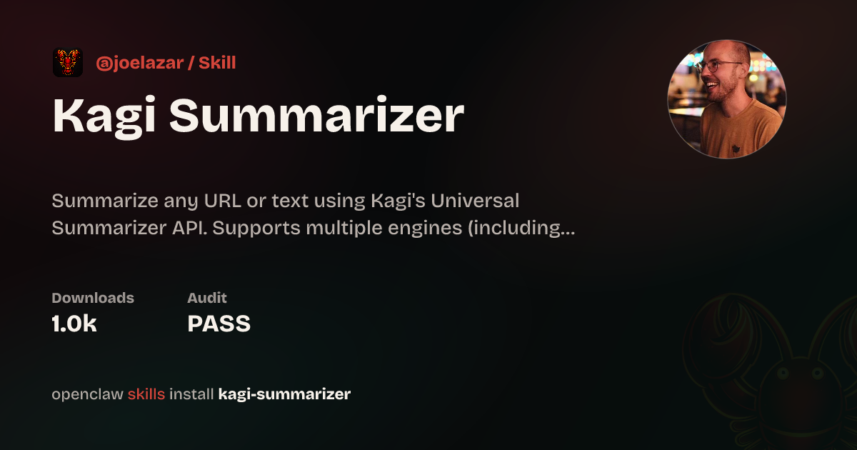 Kagi Summarizer — ClawHub