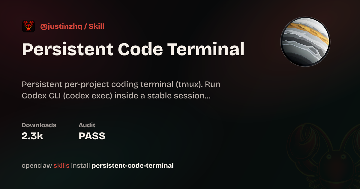 Persistent Code Terminal — ClawHub
