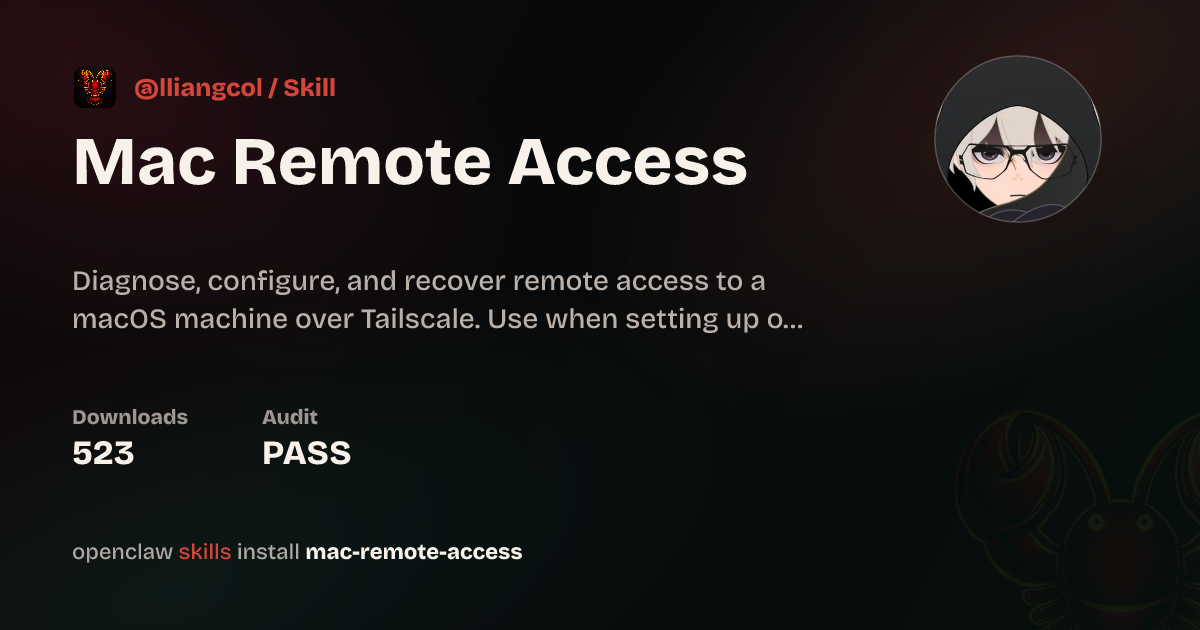 Mac Remote Access — ClawHub