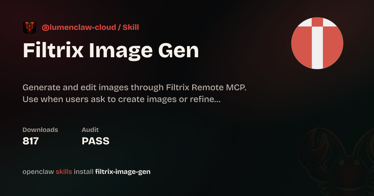 Filtrix Image Gen — ClawHub