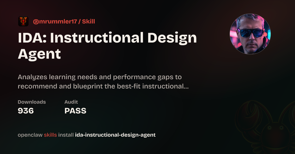 IDA: Instructional Design Agent — ClawHub