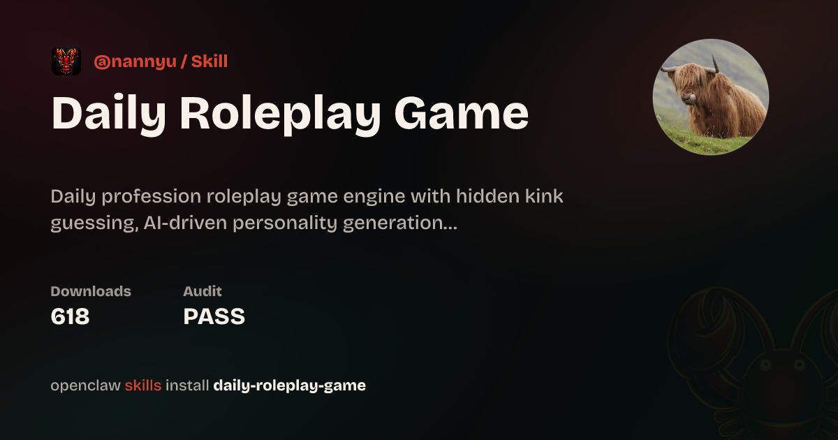 Daily Roleplay Game — ClawHub