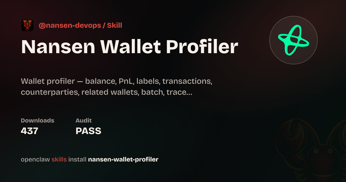 Nansen Wallet Profiler — ClawHub