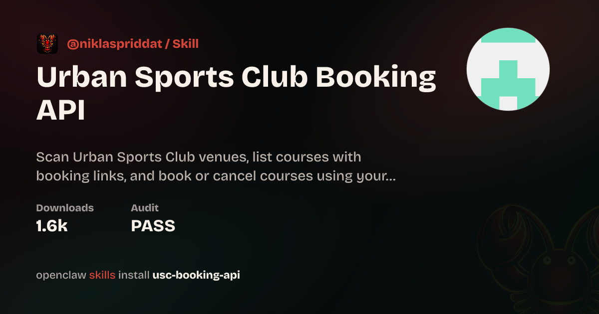 Urban Sports Club Booking API — ClawHub
