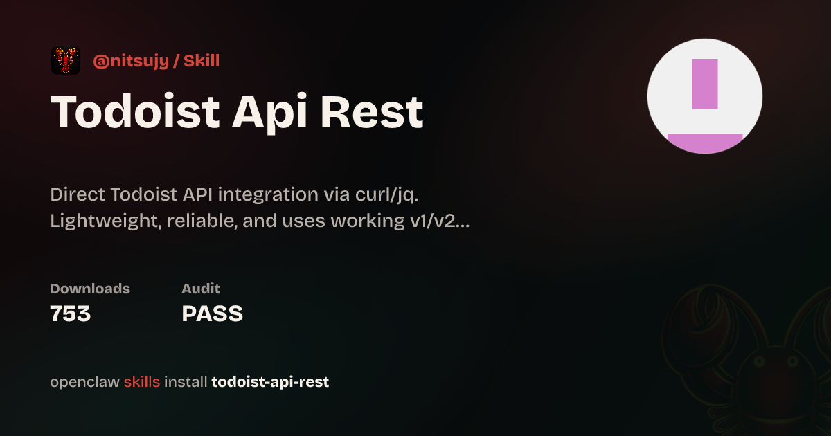 Todoist Api Rest — ClawHub