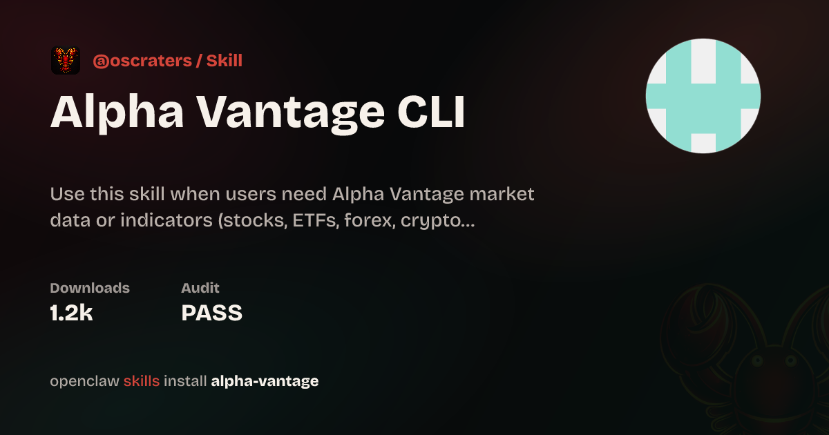 Alpha Vantage CLI — ClawHub