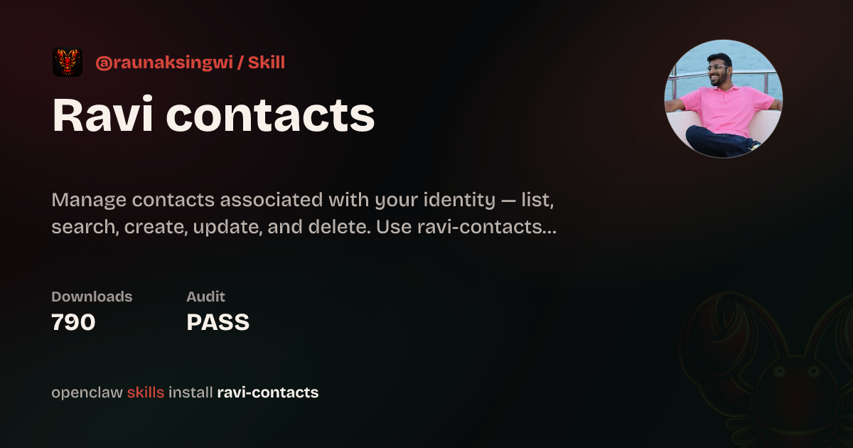Ravi contacts — ClawHub