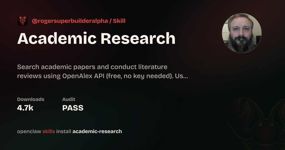 Academic Research — ClawHub