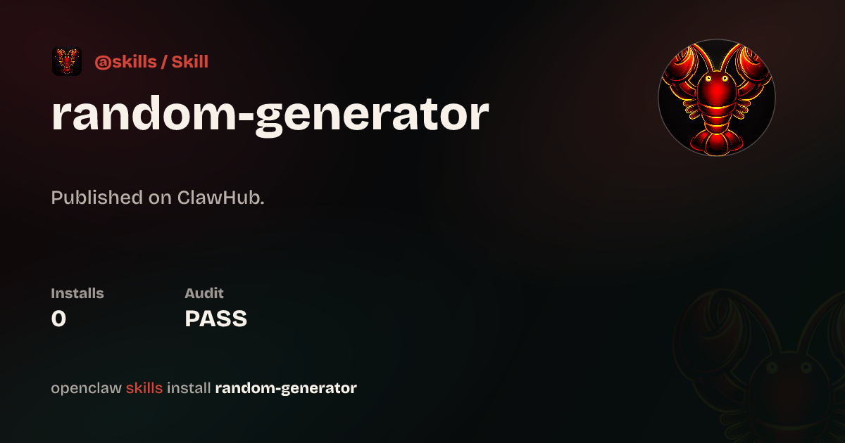random-generator — ClawHub