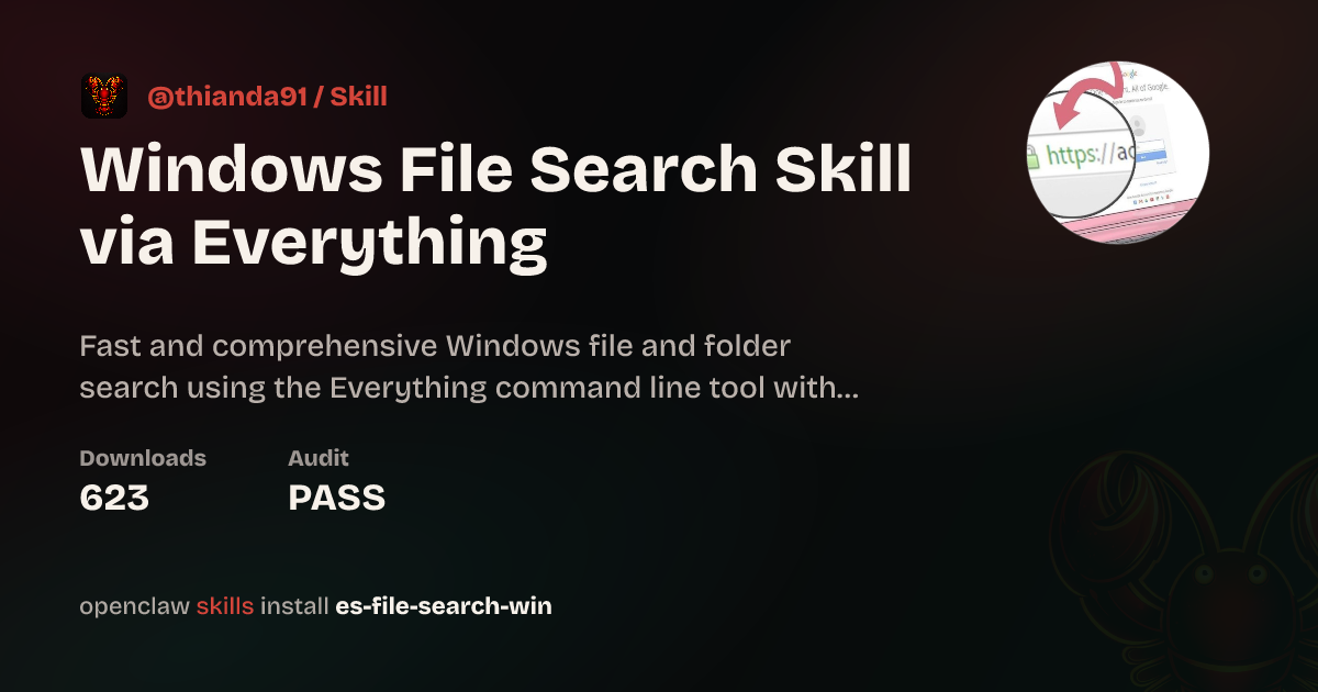 Windows File Search Skill via Everything — ClawHub