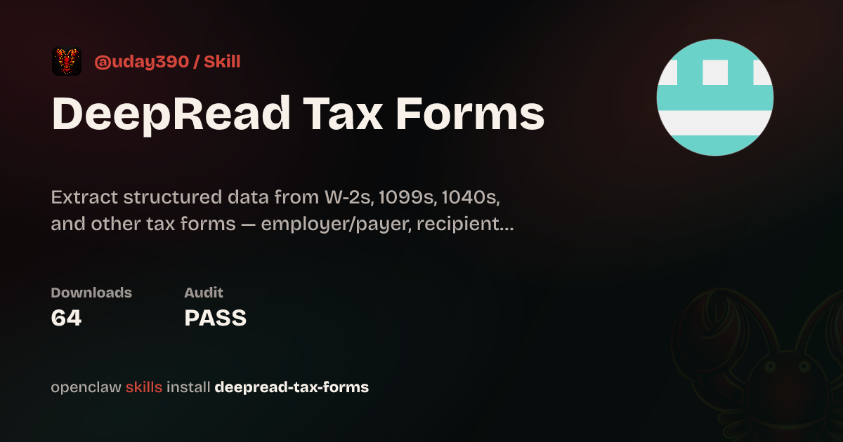 DeepRead Tax Forms — ClawHub
