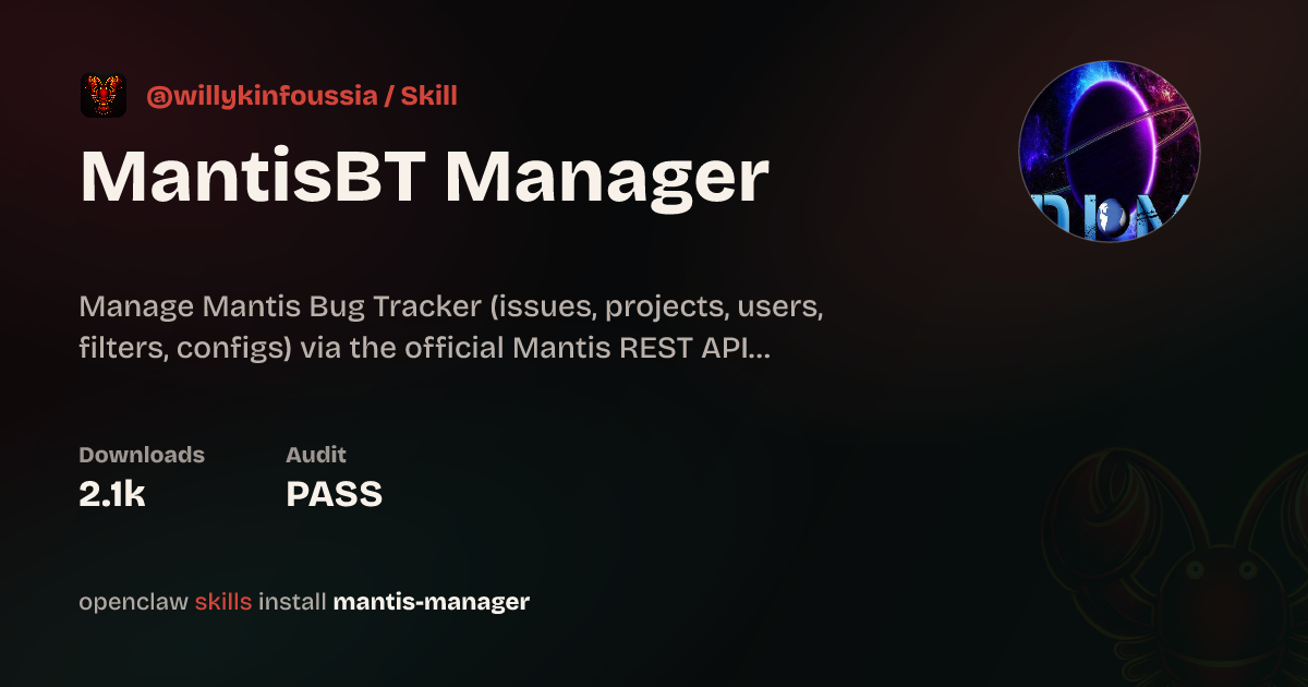 MantisBT Manager — ClawHub