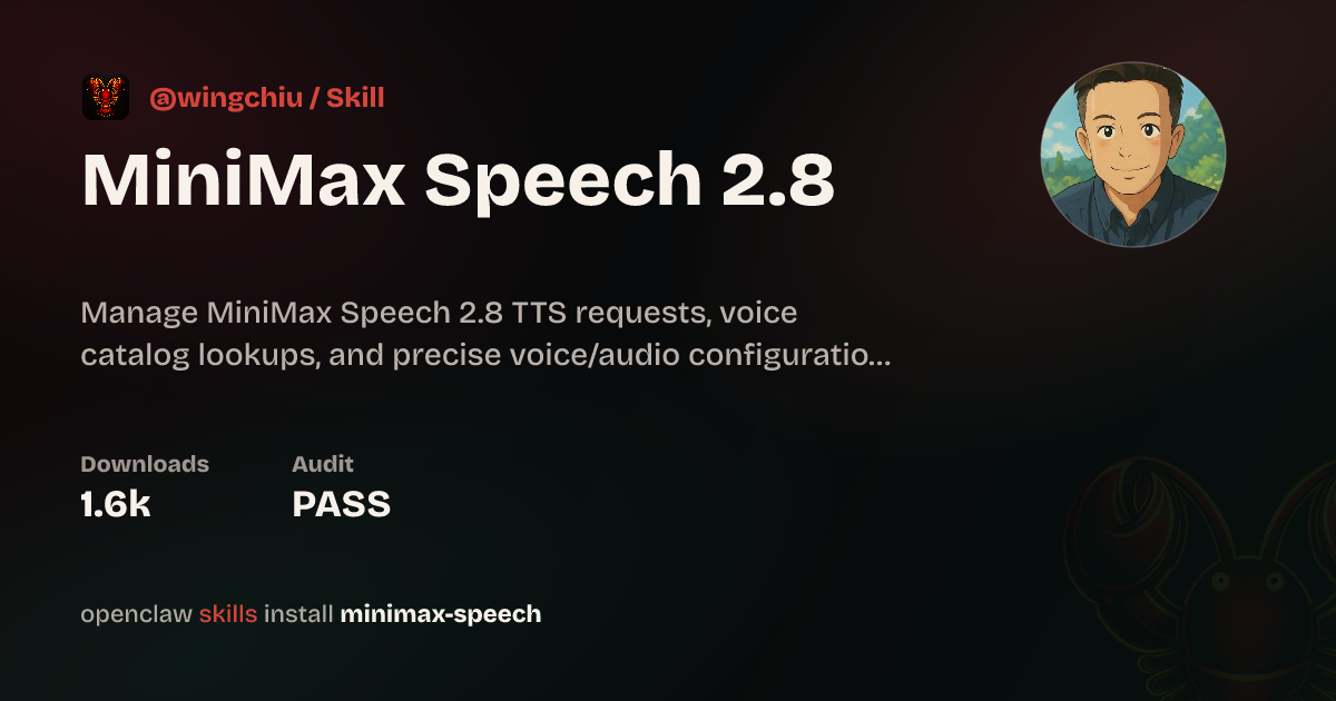 MiniMax Speech 2.8 — ClawHub
