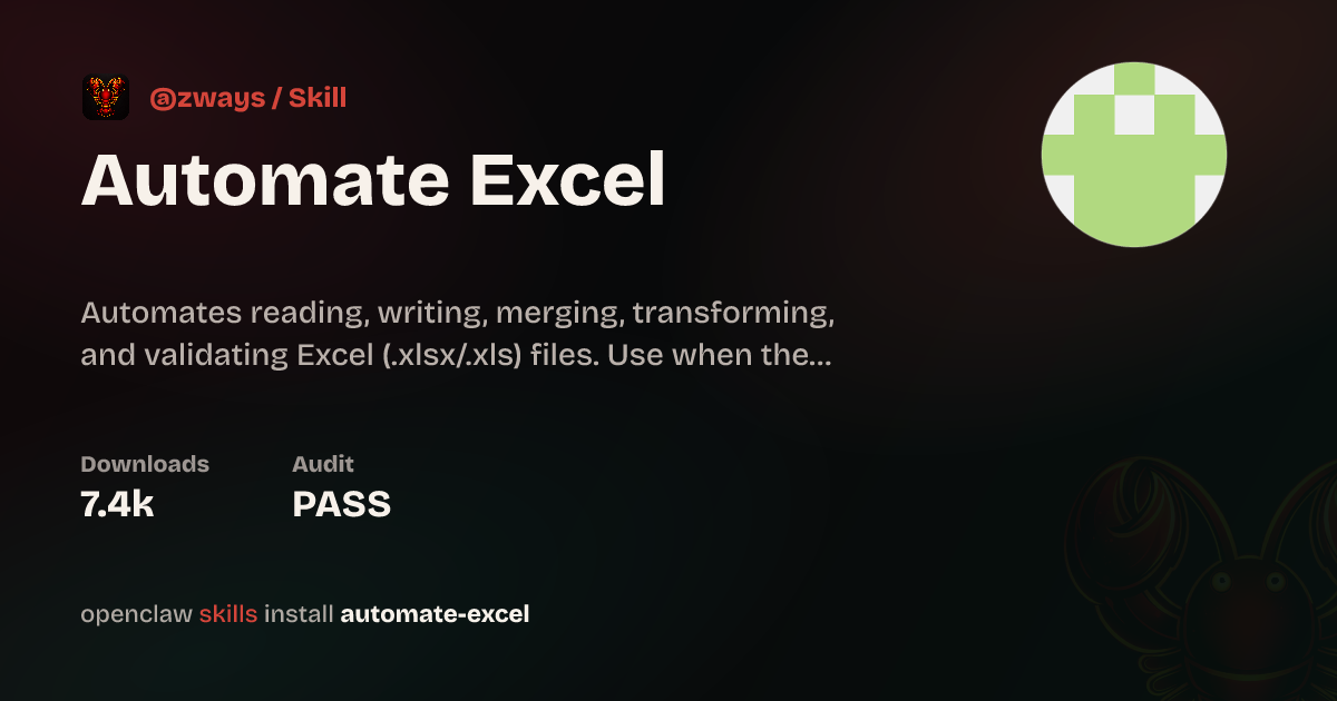 Automate Excel — ClawHub
